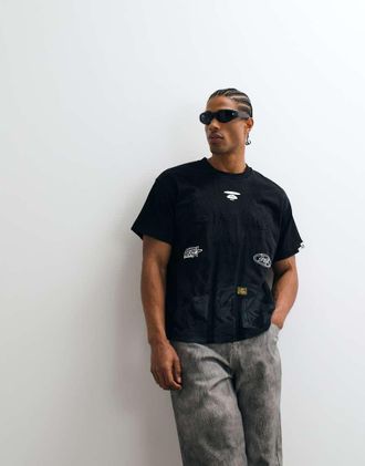 Aape By A Bathing Ape Aape By A Bathing Ape - T-shirt oversize &agrave; imprim&eacute; motocross - Noir