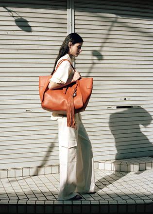 Mango Maxi sac cabas en cuir orange - Femme - Taille unique - MANGO