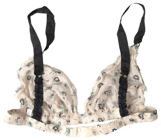 Costume National Womens Beige Floral Underwear Bikini Bra Cotton Clothing