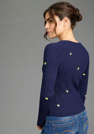 Kangaroos Strickjacke aus Rippstrick mit Stickerei