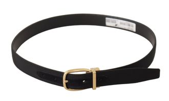 Dolce & Gabbana Mens Black Canvas Leather Gold Metal Buckle Belt