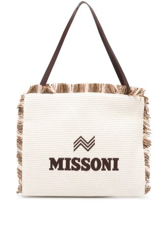 Missoni Schultertasche mit Logo-Patch - Nude