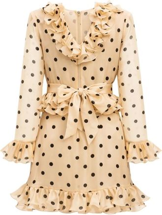 Valentino Garavani Femme, Robes, Beige, Taille: 38 FR Short Dress In Organza With Polka Dot Print