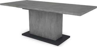 Byliving Esszimmertisch Athen/Beton-Optik grau/großer Auszugstisch 160 cm bis 200 cm/Säulentisch mit Ausziehfunktion/Tisch mit Synchronauszug und Einlegeplatte