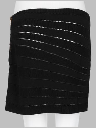 Balmain Flechage Knit with Metallic Thread Mini Skirt - Black