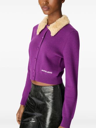 Marine Serre cardigan en laine à coupe crop - Violet