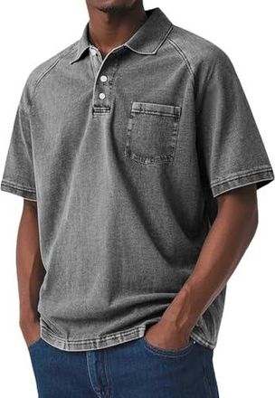 Generic Polo pour homme adulte, hauts d&eacute;t&eacute; surdimensionn&eacute;s &agrave; manches courtes, t-shirts d&eacute;lav&eacute;s pour homme, grand et grand, polo de travail, polo de golf, t-sh