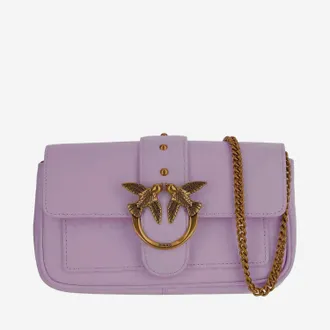 Pinko Womens Shoulder Bag Love One Pocket Lilac Leather