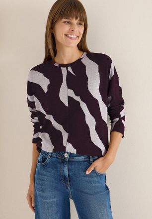 Cecil Rundhalspullover mit grafischem Allover-Print