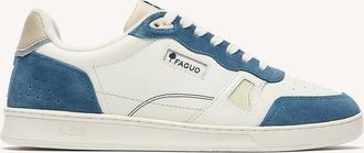 Faguo Baskets en cuir blanc et bleu