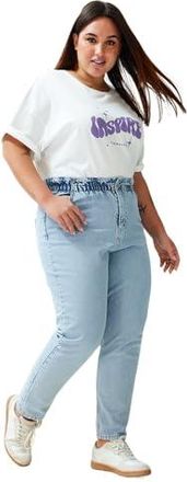 Trendyol High Waist Loose Plus Size Jeans, Blue, 48 Femme