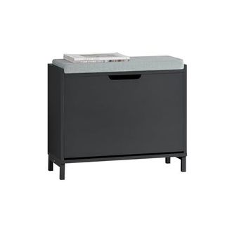 SoBuy Banc Chaussures Entrée Meuble Chaussure avec Assise Coussin Rembourré et Abattant - Meuble de Rangement Chaussures, L60 x P24 x H52 cm - Capacité de C