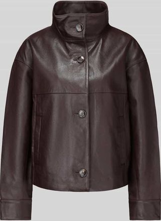 Jake*s Lederjacke aus Lammnappa mit Stehkragen