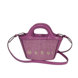 Marni Pre-owned Sac cabas Tropicaria en coton- nylon et cuir de veau - Femme - Pre-owned - Violet - Taille: ONE Size