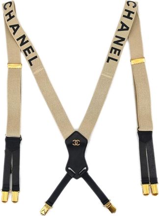 Chanel 2002 Hosenträger mit Logo - Nude