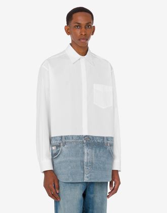 Moschino Chemise en popeline de coton imprim&eacute;e - Blanc