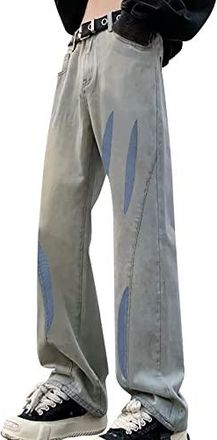 Generic Jean en coton extensible doux avec poches pour homme, coupe décontractée confortable pour un usage quotidien et les aventures en plein air, jaune, 3XL