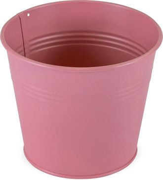 Matches 21 Blumentopf aus Metall in rosa 16cm x 15cm - Übertopf als Orchideentopf, Pflanzentopf, Kräutertopf, Bonsai Topf und Pflanzen Zubehör - Blumenübertopf f