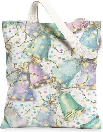 Generic Sacs fourre-tout en toile color&eacute;e, motif cloche d&eacute;corative, sacs de courses r&eacute;utilisables, &eacute;l&eacute;gants et amusants, l&eacute;gers et lavables en toile pour sall