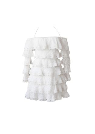 Zimmermann Embroidered Lace Tiered Mini Dress Size M