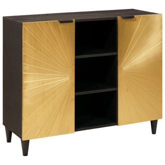vidaXL Beistellschrank mit Speicher Schwarz und Gold 90 x 33.5 x 75 cm vidaXL