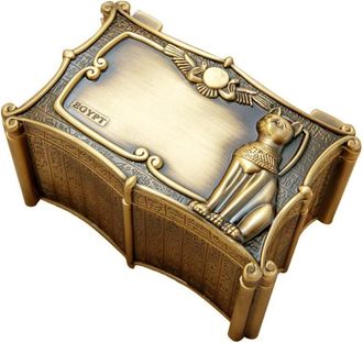 Cabilock Vintage Schmuckschatulle Schatztruhe &Auml;gyptische Anubis Muster Keeptake H&uuml;lle Kosmetik Makeup Organizer f&uuml;r Home Office Pirate Dekoration, Golden, Schw