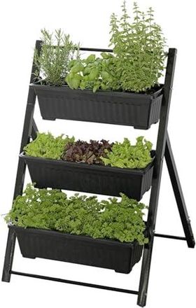 Maximex Vertikales Hochbeet 3 Etagen, Verstellbarer Neigungswinkel, 3 Pflanzk&auml;sten mit Drainagel&ouml;cher, 56,5 x 85 x 61 cm