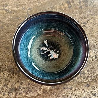 Tea Soul Jianzhan Tenmoku Teetasse mit Fisch aus Silber, 50 ml