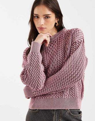 Levi's Leilah - Pull en maille torsad&eacute;e - Baie d&eacute;lav&eacute;-rose