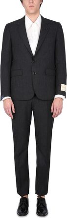 Lardini Wool Peaked Lapel Pant Suit - Black