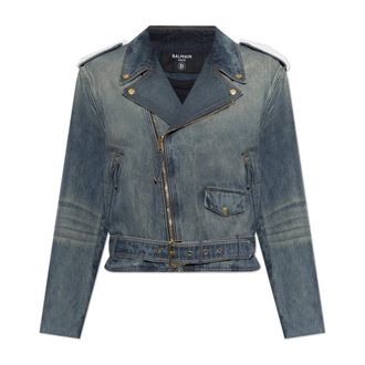 Balmain Denimjacke mit G&uuml;rtel - - Jackets - Herren - Blau - L