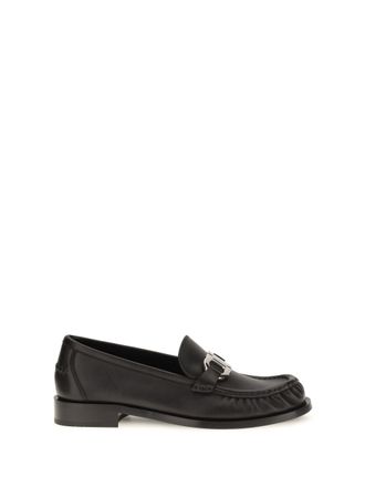 Ferragamo Womens Leather Loafers Black Calf