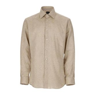HUGO BOSS Slim-Fit-Hemd aus italienischer Leinen-Qualit&auml;t - - Shirts - Herren - Beige - L