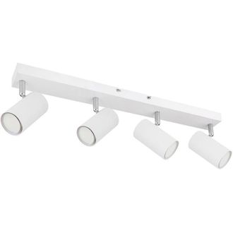 Globo Lighting Plafonnier Spot 4 flammes Plafonnier blanc Plafonnier salon avec spots orientables, m&eacute;tal, 4x GU10, LxlxH 56x6x12