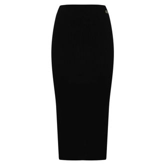 Twinset Gerippter Schwarzer Viskose-Rock - - Skirts - Damen - Schwarzk - XS