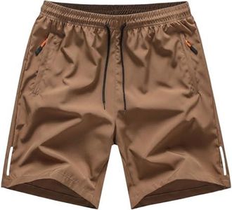 Generic Short de randonn&eacute;e l&eacute;ger pour homme avec fermeture &eacute;clair, caf&eacute;, 7XL