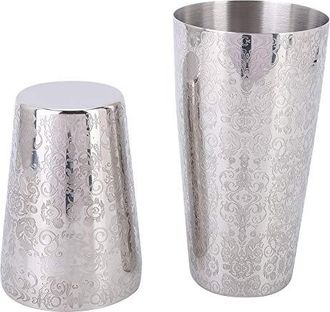 Generic Ensemble de Shaker &agrave; Cocktail, Outil de Bar de Barman en Acier Inoxydable Durable pour caf&eacute; glac&eacute;, Cocktail, th&eacute;, 2 Tasses Argent&eacute;es pour F&ecirc;te &agrave; la Ma