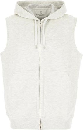 Brunello Cucinelli Homme, Sweatshirts et sweats &agrave; capuche, Gris, Taille: 2XL Cotton Hooded Vest