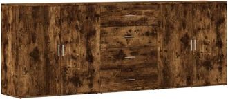 vidaXL Vidaxl - Buffets 3 pcs Ch&ecirc;ne fum&eacute; Bois ding&eacute;nierie