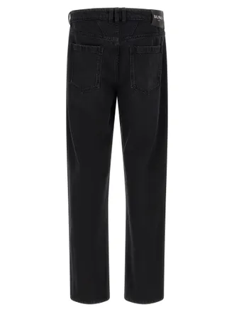 Balmain Embroidered Logo Denim Jeans - black