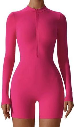 Generic Maillots De Bain Une Pieces Femme Gainant Et Amincissant Combinaison à Manches Longues, Fermeture éclair Ouverte, Danse, Fitness, Sport, Sexy, serré, 