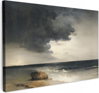 MuchoWow &copy; Leinwandbilder Gro&szlig; 120x80 cm XXL Wall Art Decoration Bilder f&uuml;r die Wand Schlafzimmer Deko Canvas Painting Wanddekoration Wohnzimmer K&uuml;ste - Wellen