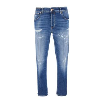 Pantaloni Torino Blaue Jeans mit Rissen und Logo-Patch - - Jeans - Herren - Blau - W30