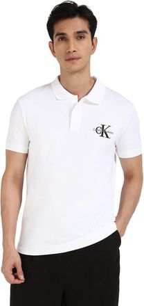 Calvin Klein Herren Poloshirt Kurzarm Monologo Regular Fit, Weiß (Bright White), L