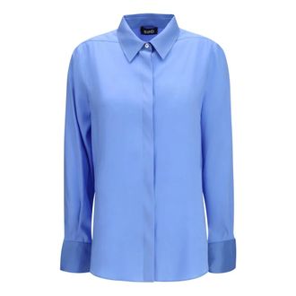 adidas by Stella McCartney Ella Silk Shirt With Back Gathering - Femme - Sport - Bleu - Taille: 48 FR