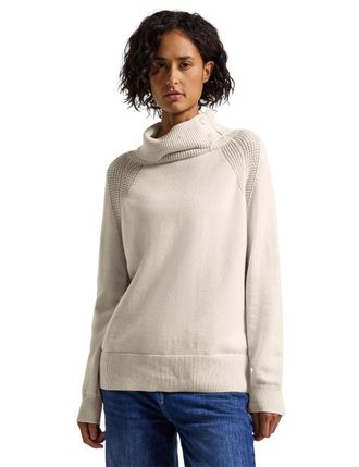 Street One Damen 3015724 Pullover mit Stehkragen, tusk Cream Mel, 40
