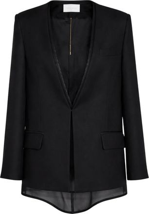 Simona Corsellini Femme, Vestes, Noir, Taille: 42 FR Veste &agrave; fermeture crois&eacute;e sans col avec finitions en organza