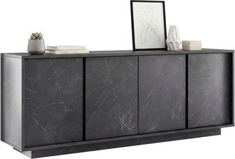 Dmora Kommode Annone, Wohnzimmerbuffet, Wohnzimmer-Sideboard, Moderne K&uuml;chen-Speisekammer, Made in Italy, 180x43 h79 cm, Schiefer - Dmora