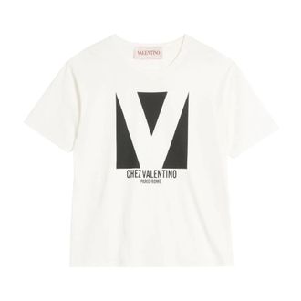 Valentino Garavani Homme, Tops, Blanc, Taille: M V Logo T-Shirt