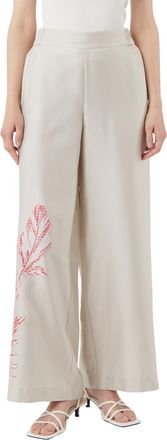 Comma Wide-Leg-Hose aus Leinenmix mit Printdetail